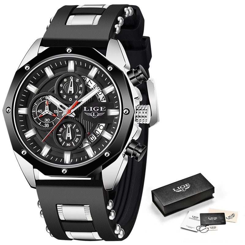 LIGE 8908 Silicone Strap Sport Watch - LIGE Watches