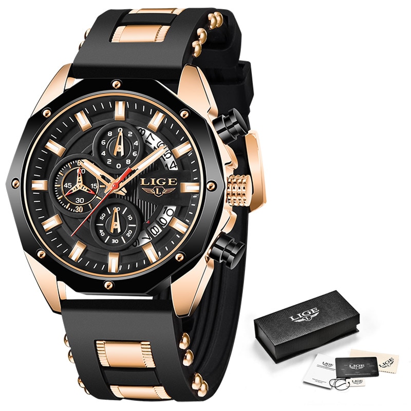 LIGE 8908 Silicone Strap Sport Watch - LIGE Watches
