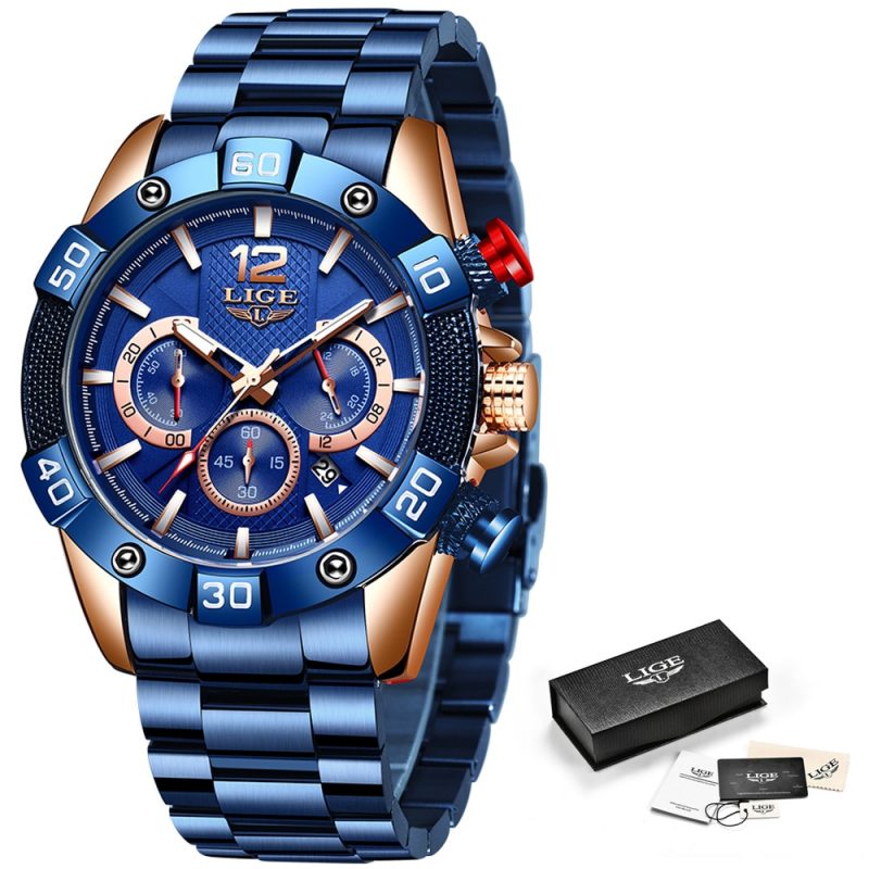 LIGE 10030 Blue Series Waterproof Quartz Watch - LIGE Watches