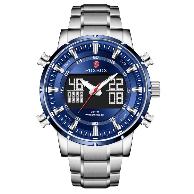 Foxbox (FB 0002) Dual Display (Quartz + Digital) Wristwatch - LIGE Watches